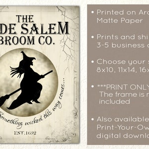 Olde Salem Broom Co Sign - Halloween Print - Halloween Decor - Witch ...