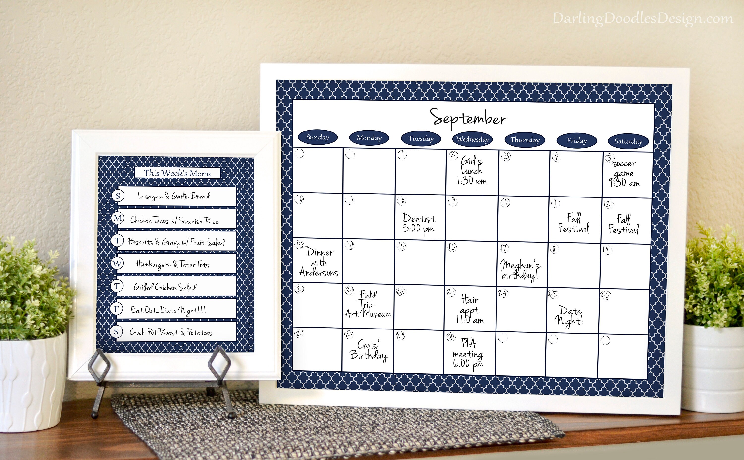 Simple Navy Calendar Navy Menu Planner Weekly Planner | Etsy