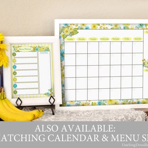Floral Monthly Calendar - Printable Wall Calendar - Yellow and Blue ...