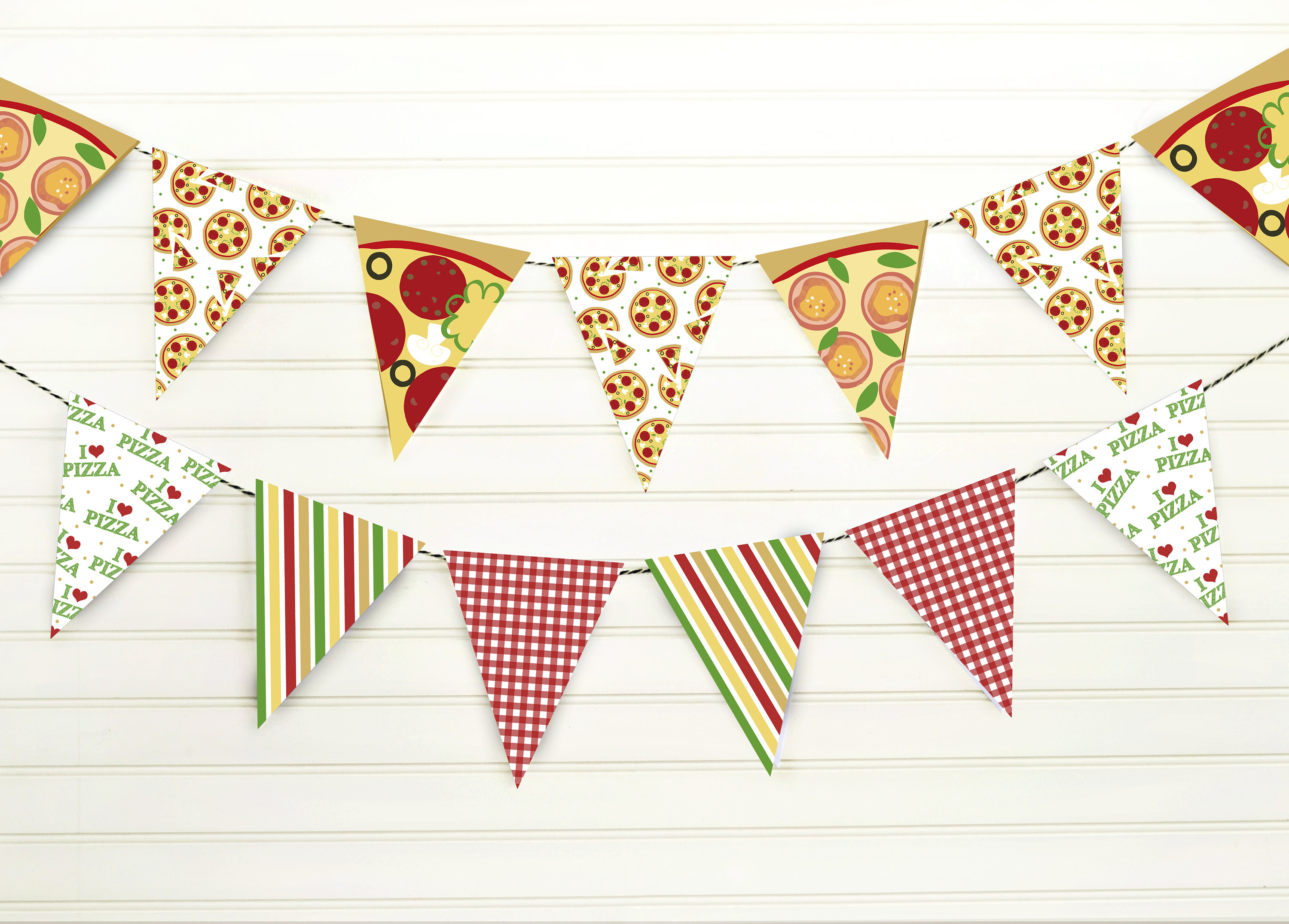 Pizza Party Pizza Banner Pizza Pennant Pizza Decorations | Etsy