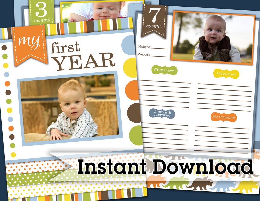 First Year Baby Book - Printable Keepsake Book - Baby Record Book ...