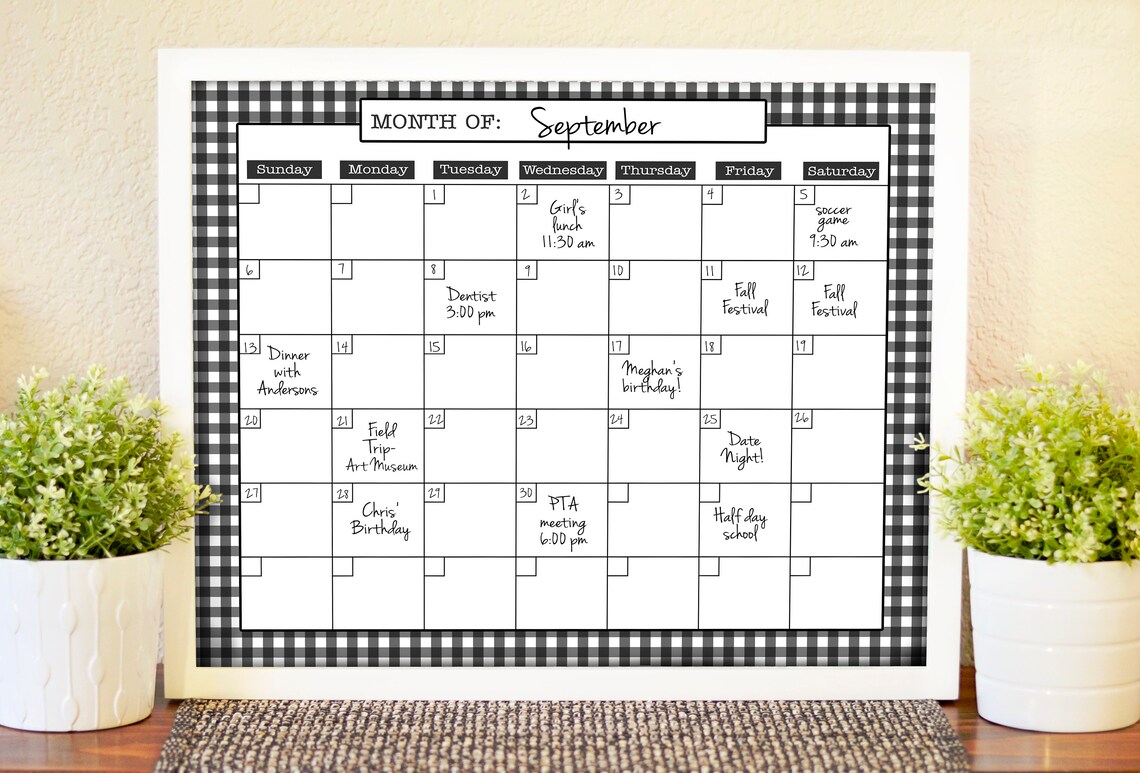 Printable Farmhouse Calendar - Buffalo Check Calendar - Printable ...