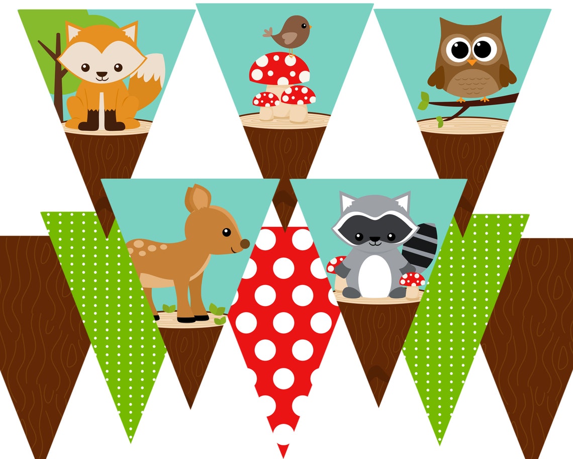 Woodland Pennant Banner Woodland Birthday Party Decoration | Etsy