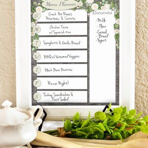 Printable Weekly Menu - DIY Menu Planner - Dry Erase Menu Board ...