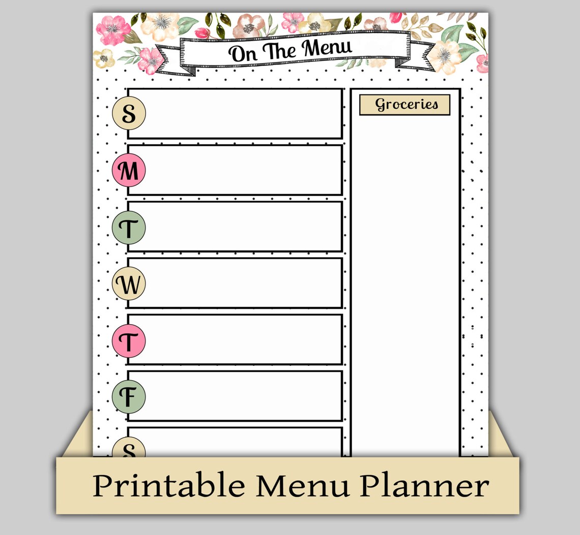 Floral Dry Erase Calendar and Menu Planner (digital Download) - Etsy