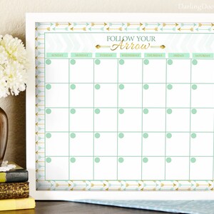 Mint and Gold Calendar - Mint and Gold Menu Planner - Arrow Calendar ...