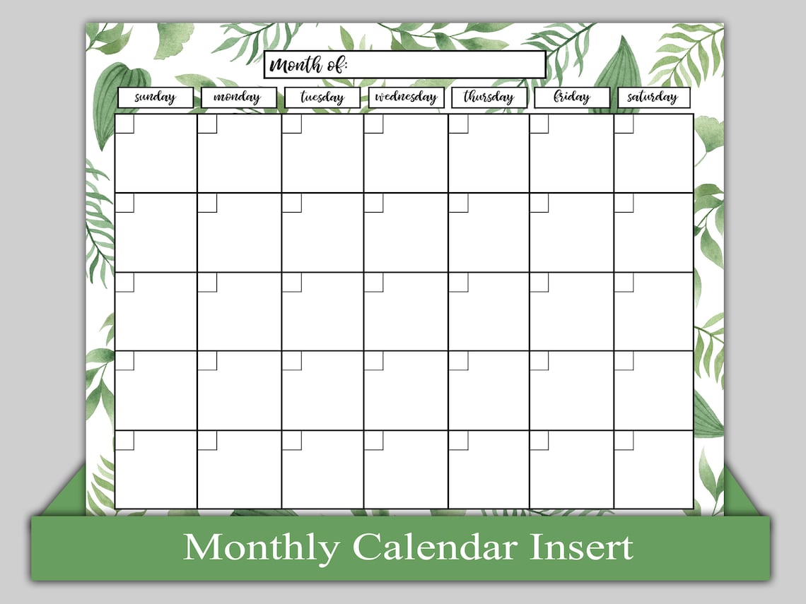 Foliage Monthly Calendar Leaf Calendar Botanical Calendar | Etsy