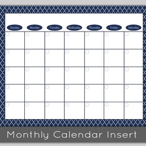 Simple Navy Calendar - Navy Menu Planner - Weekly Planner - Monthly ...