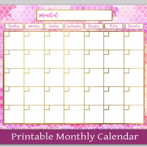 Watercolor Calendar - 2019 Calendar - Printable Monthly Calendar - Dry ...