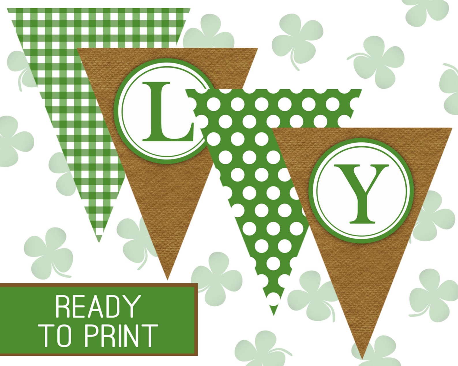 St. Patrick's Day Pennant Banner – Lucky Shamrock Garland (printable ...