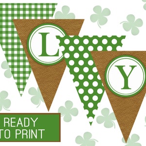 St. Patrick's Day Pennant Banner – Lucky Shamrock Garland (printable ...
