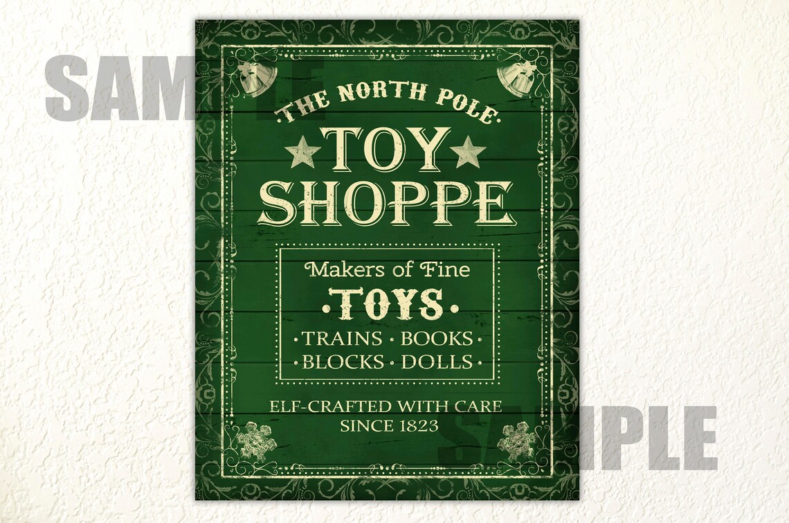 Santa's Toy Shop Printable Christmas Sign Printable | Etsy
