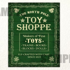 Santa's Toy Shop Printable - Christmas Sign Printable - Christmas Print ...