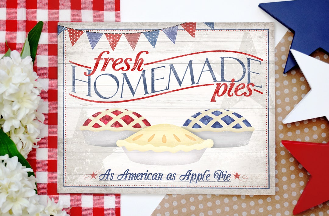 Vintage Pie Sign - 4th of July Holiday Print - Americana Decor - Apple ...