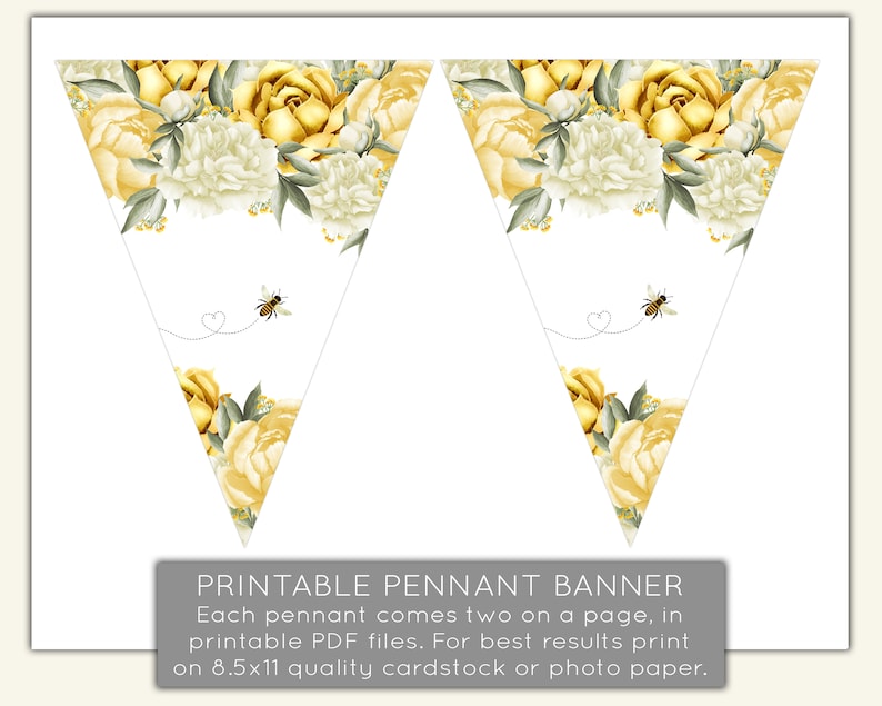Bee Pennant Banner Bee Birthday Party Bumble Bee Bunting - Etsy