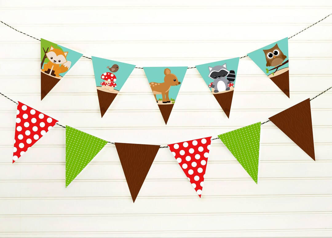 Woodland Pennant Banner - Woodland Birthday Party Decoration - Woodland ...