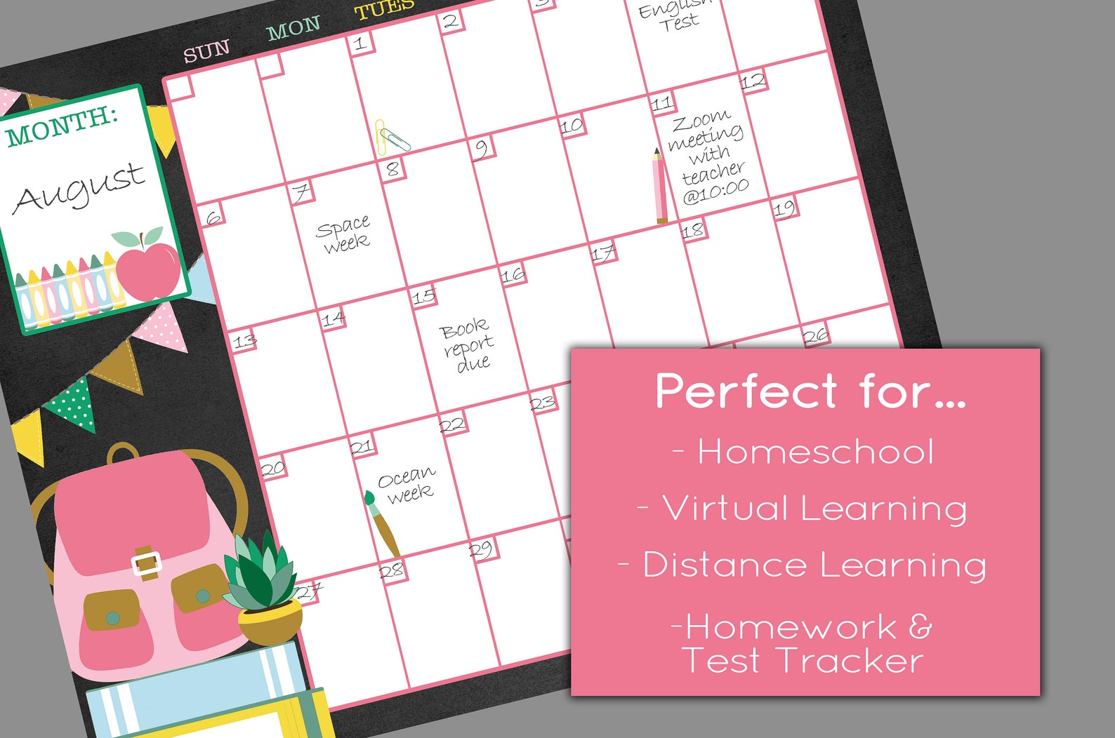 Back to School Calendar Homeschool Classroom Decor - Etsy