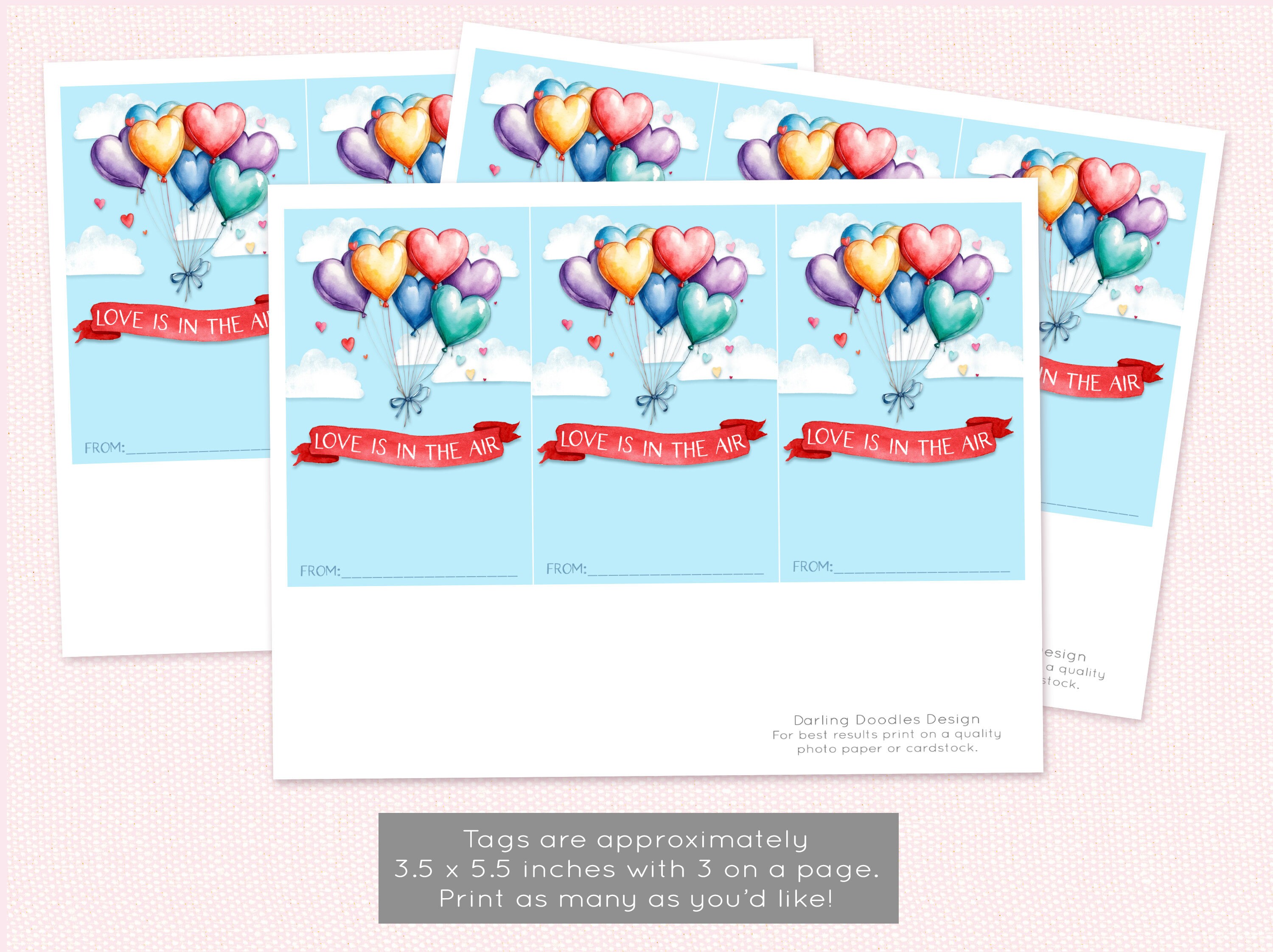 Love is in the Air Valentines Tag - Airhead Valentine Gift Tag ...