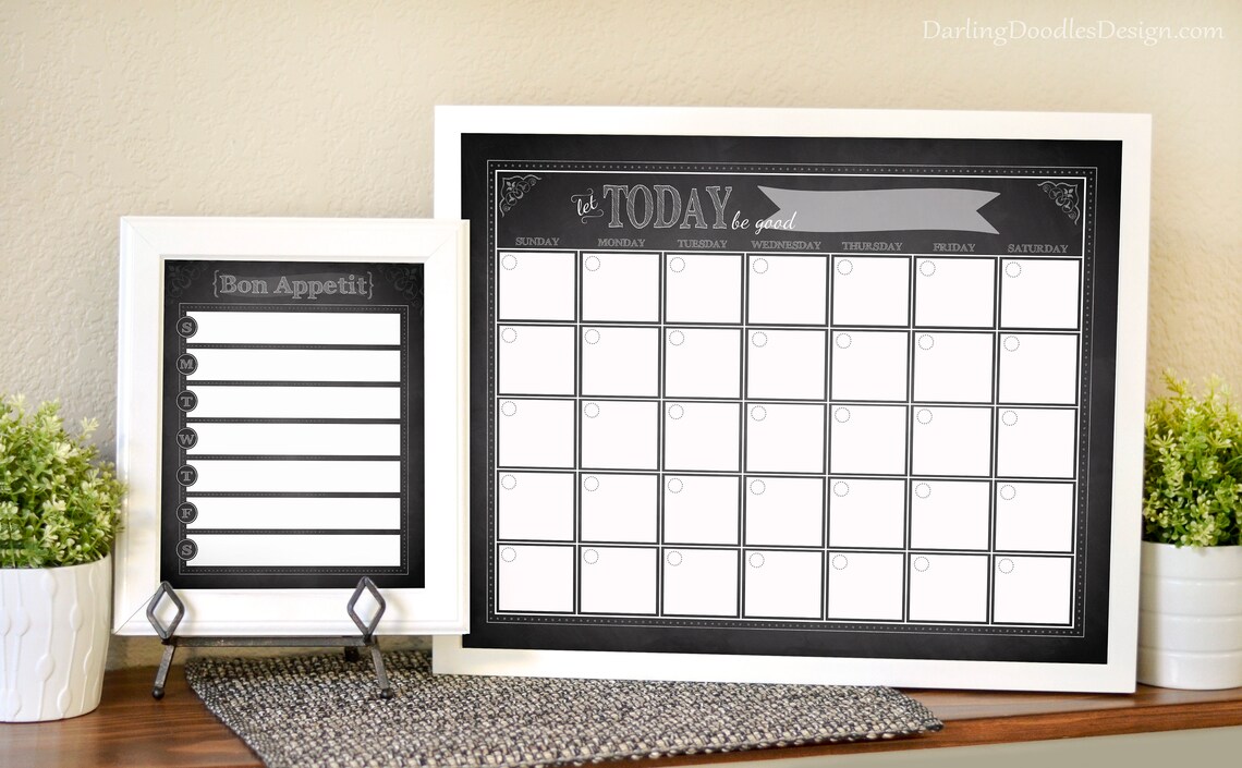 Chalkboard Calendar Chalkboard Menu Planner Monthly - Etsy