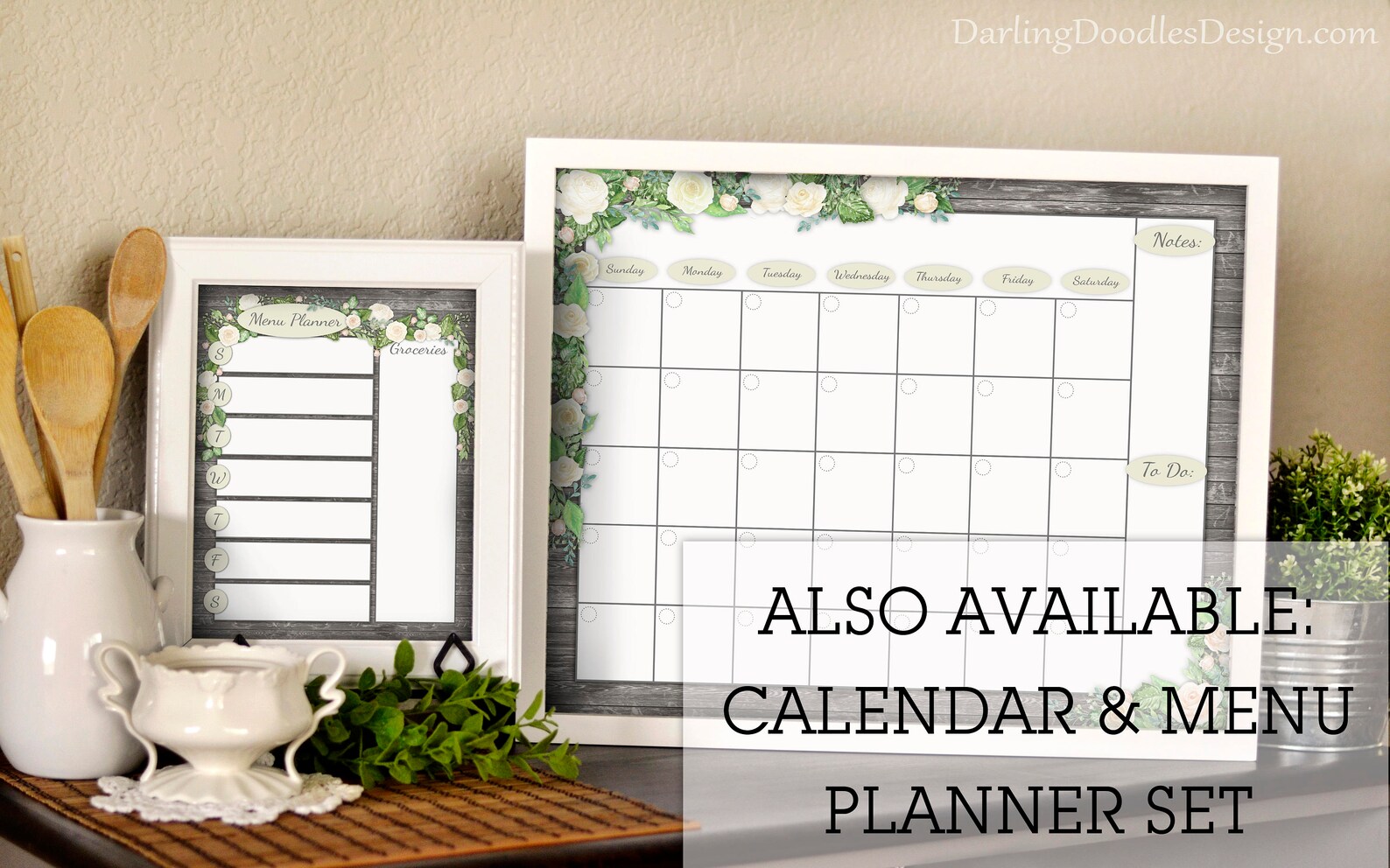 Monthly Floral Calendar Insert Printed Calendar Dry Erase | Etsy