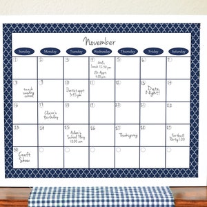 Navy Calendar - Printable Calendar - Monthly Wall Calendar - Family ...