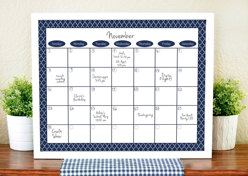 Navy Calendar Printable Calendar Monthly Wall Calendar - Etsy