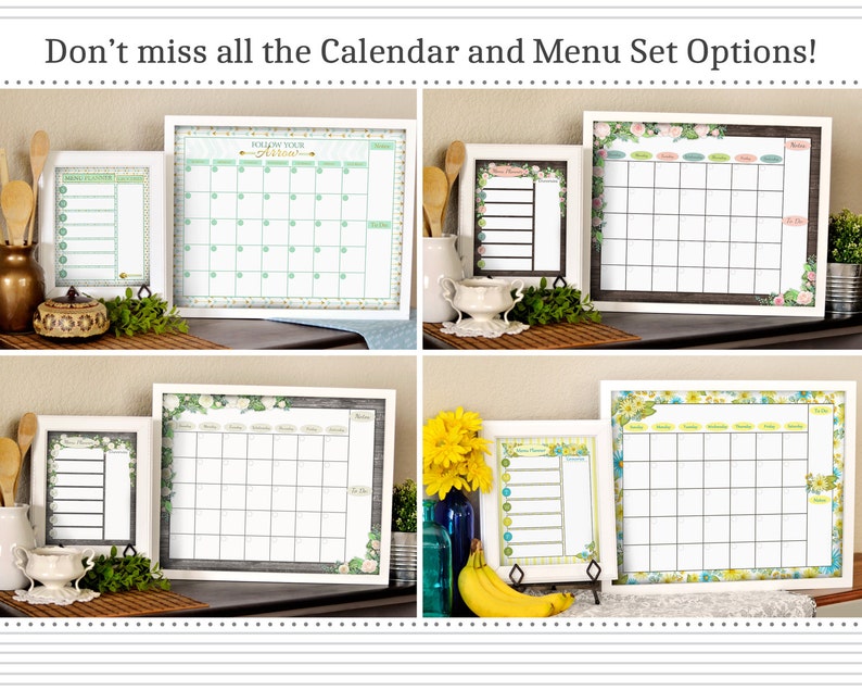 Floral Monthly Calendar - Printable Wall Calendar - Yellow and Blue ...