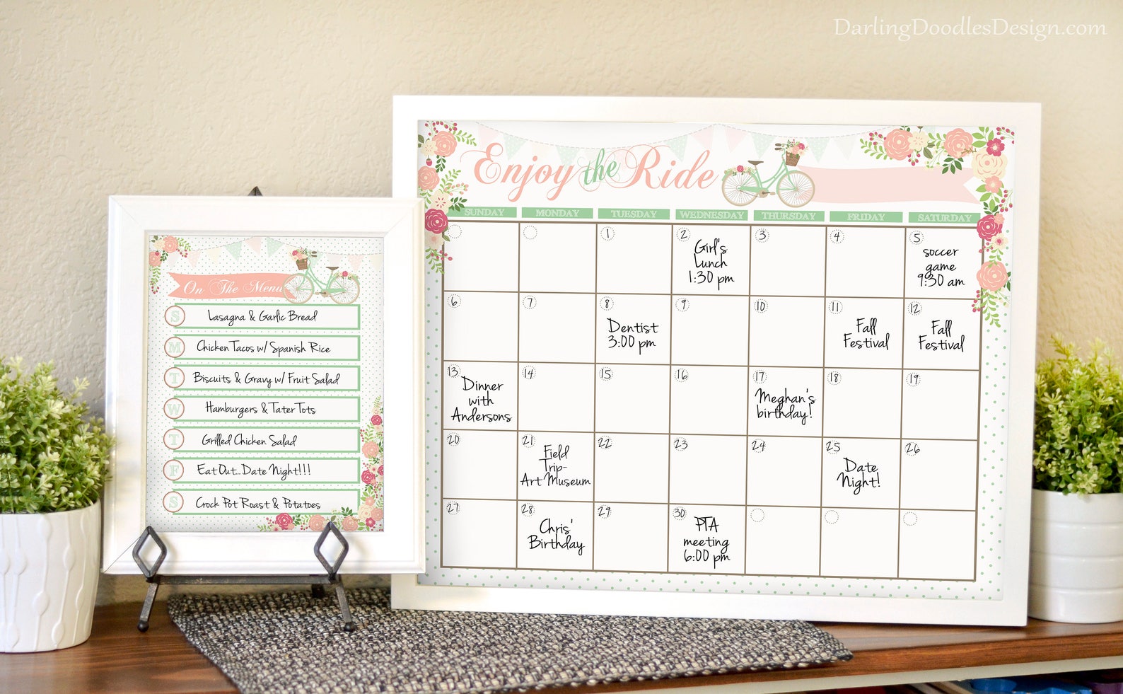 Pretty Monthly Calendar Floral Calendar Printable Monthly | Etsy