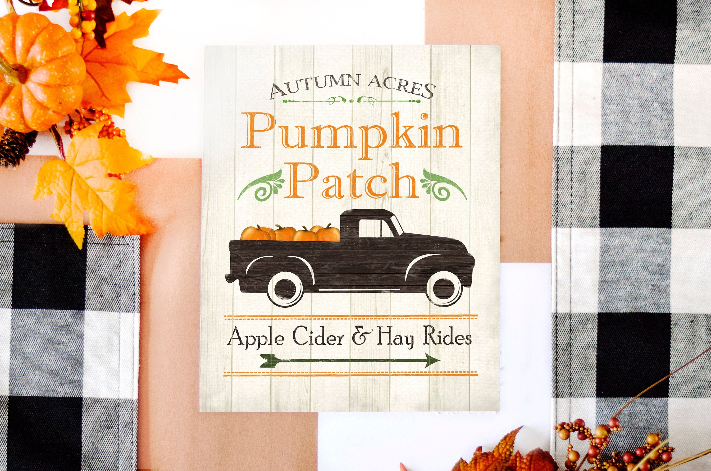 Pumpkin Patch Sign Farmhouse Pumpkin Buffalo Check Autum | Etsy