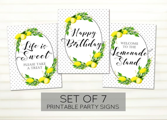 Lemon Themed Party Signs Lemonade Birthday Party Lemon - Etsy