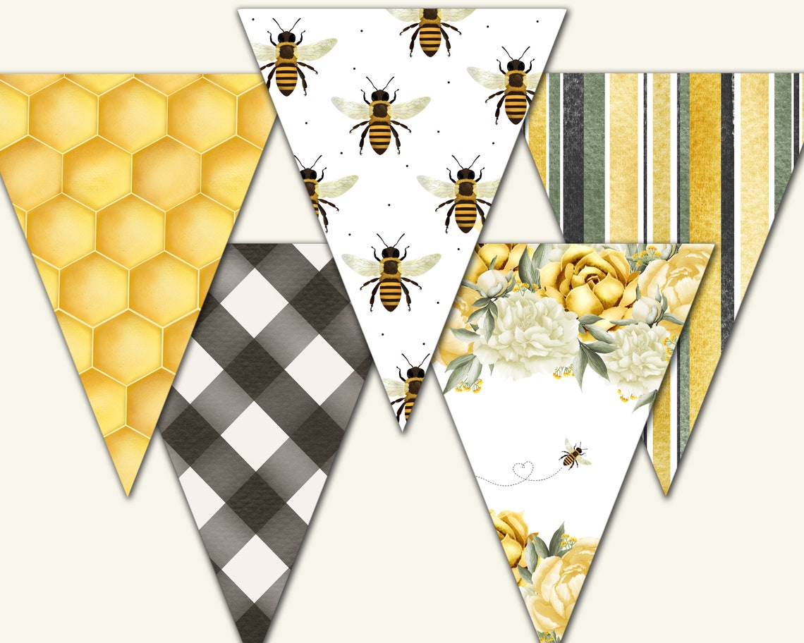 Bee Pennant Banner Bee Birthday Party Bumble Bee Bunting | Etsy
