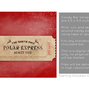 Polar Express Ticket Candy Bar Wrapper – Christmas Party Favor ...