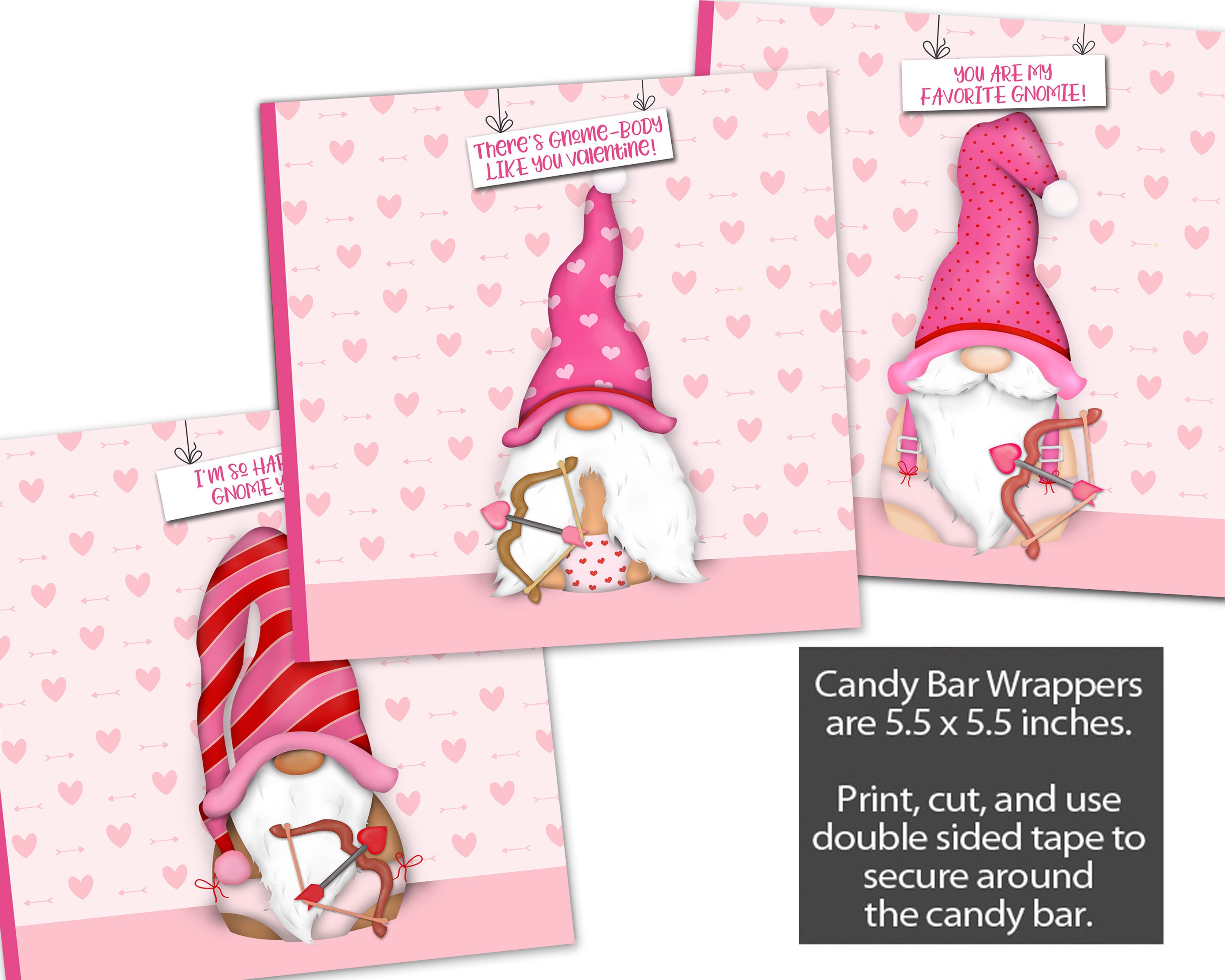 Valentines Gnomes Valentine's Candy Bar Wrappers Gnome - Etsy