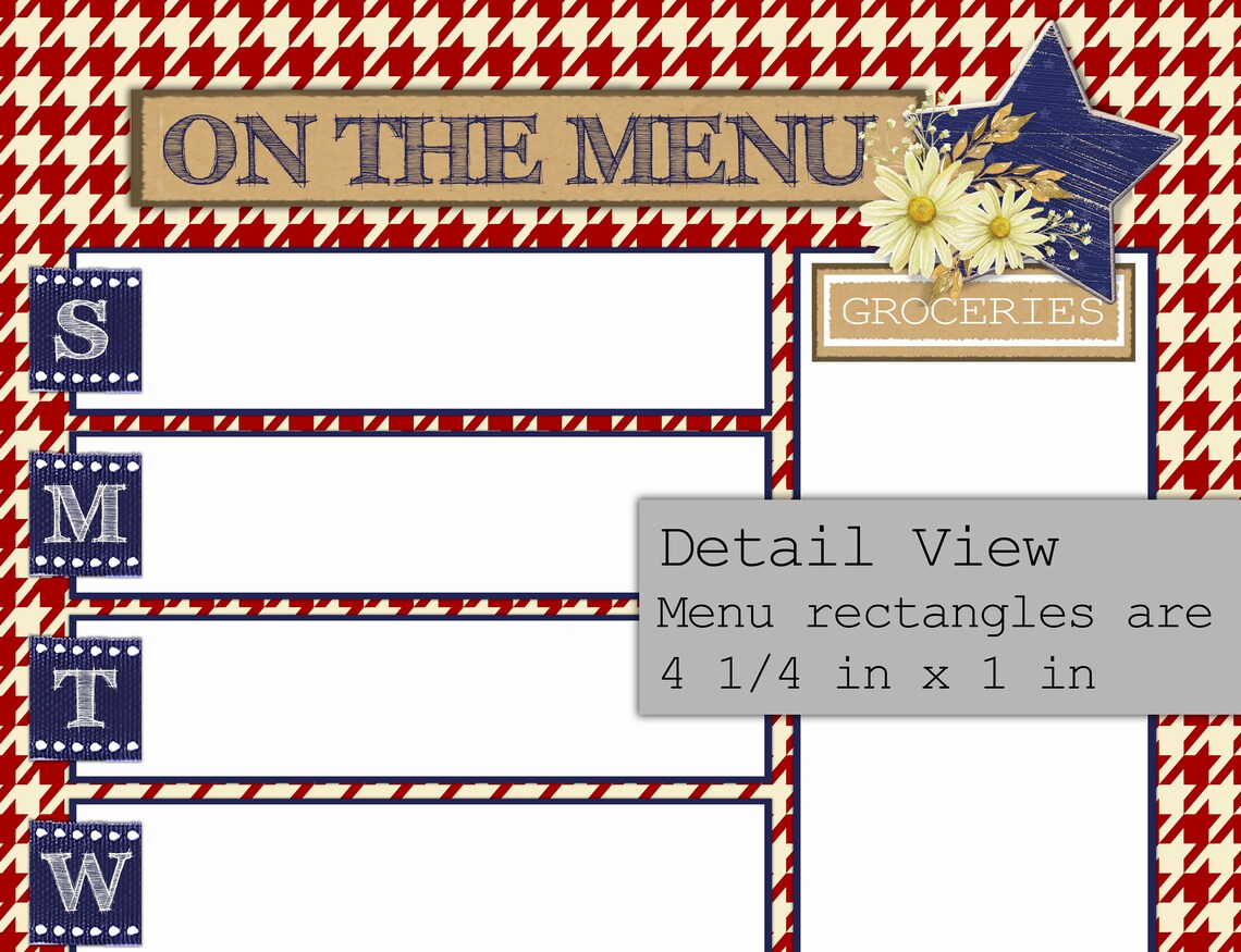 Patriotic Calendar Print Patriotic Menu Planner USA - Etsy