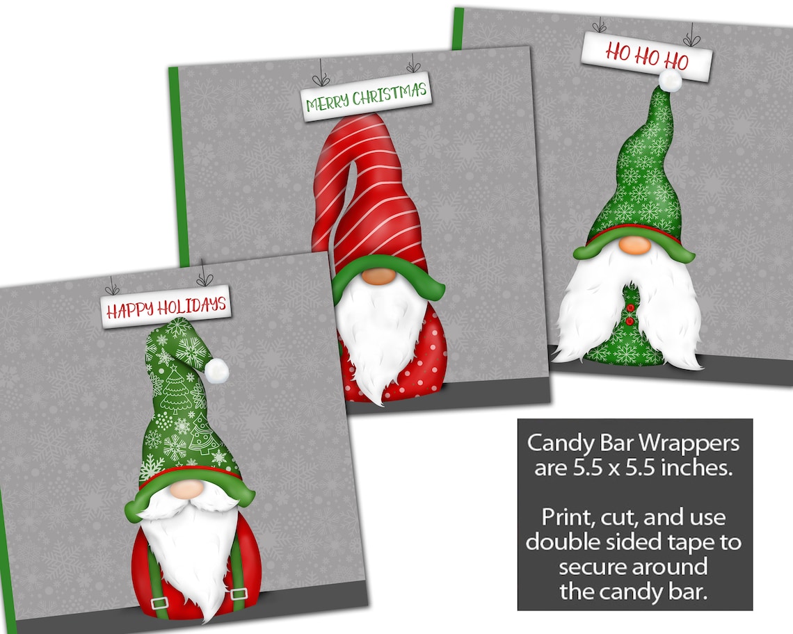 Christmas Gnome Decorations Christmas Candy Bar Wrappers | Etsy