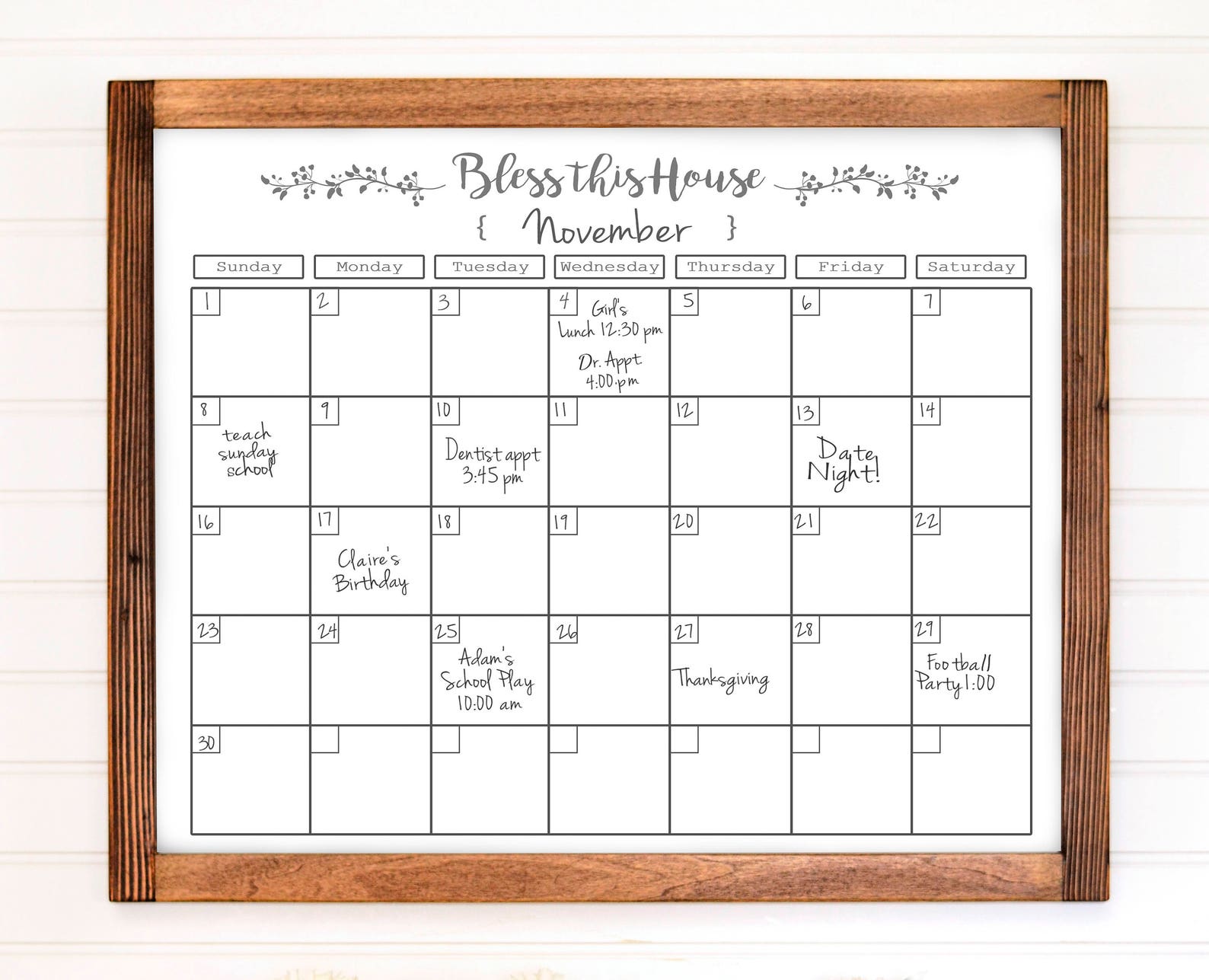 Farmhouse Calendar Insert White Gray Calendar Modern - Etsy