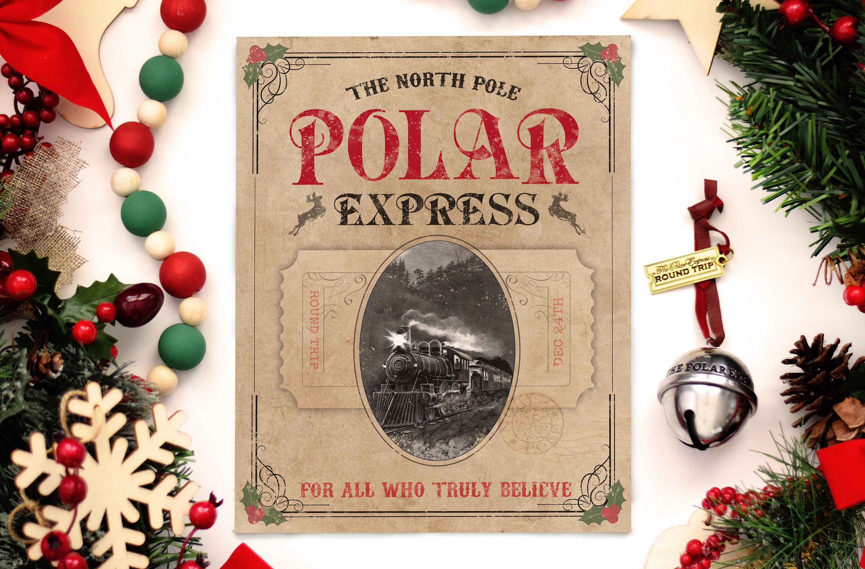 Polar Express Printable North Pole Wall Art Polar Express | Etsy