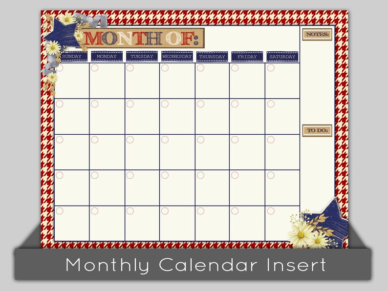 Patriotic Americana Calendar & Menu Planner Set – Dry Erase Printed ...