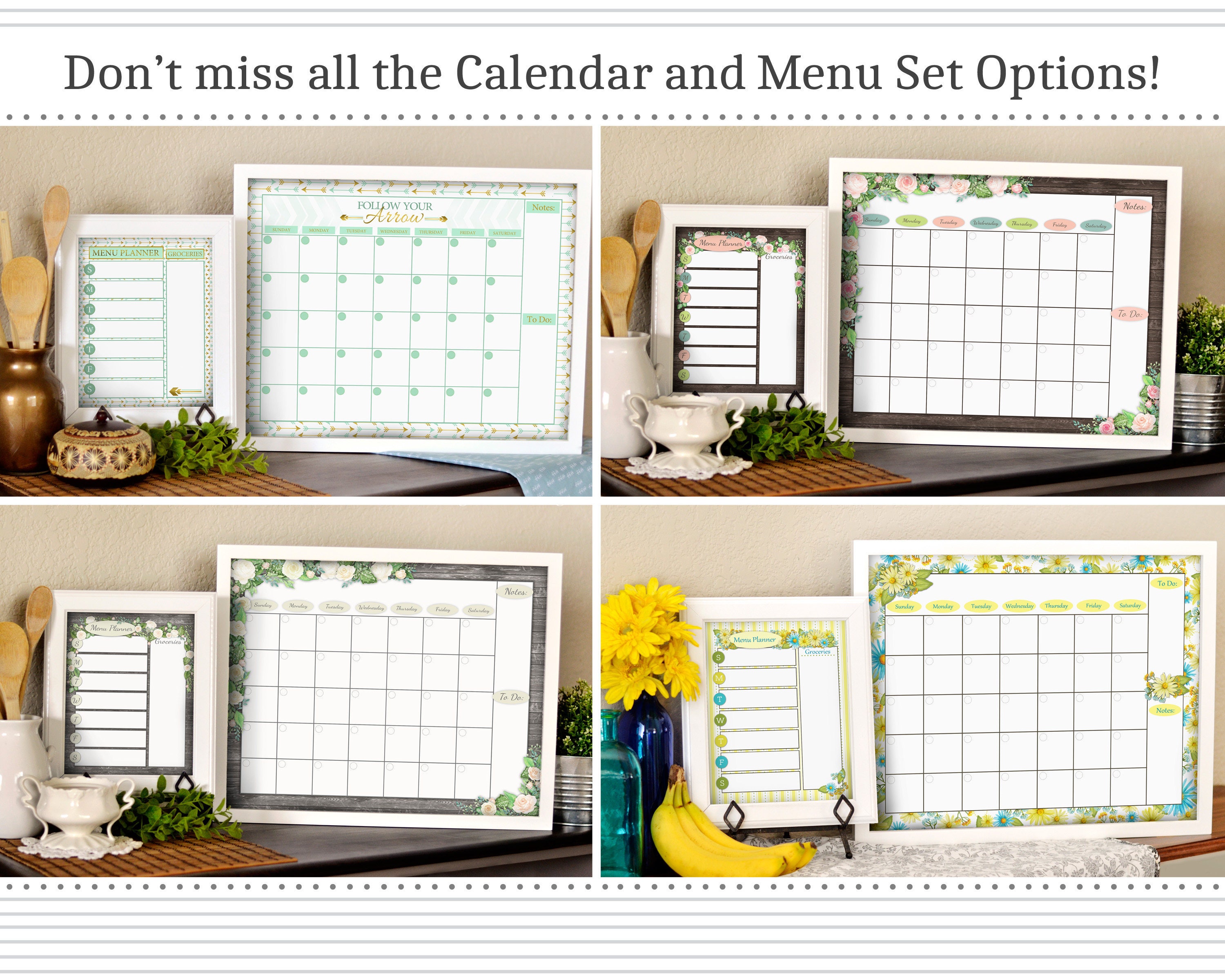 Monthly Calendar Insert Simply White Calendar Dry Erase | Etsy