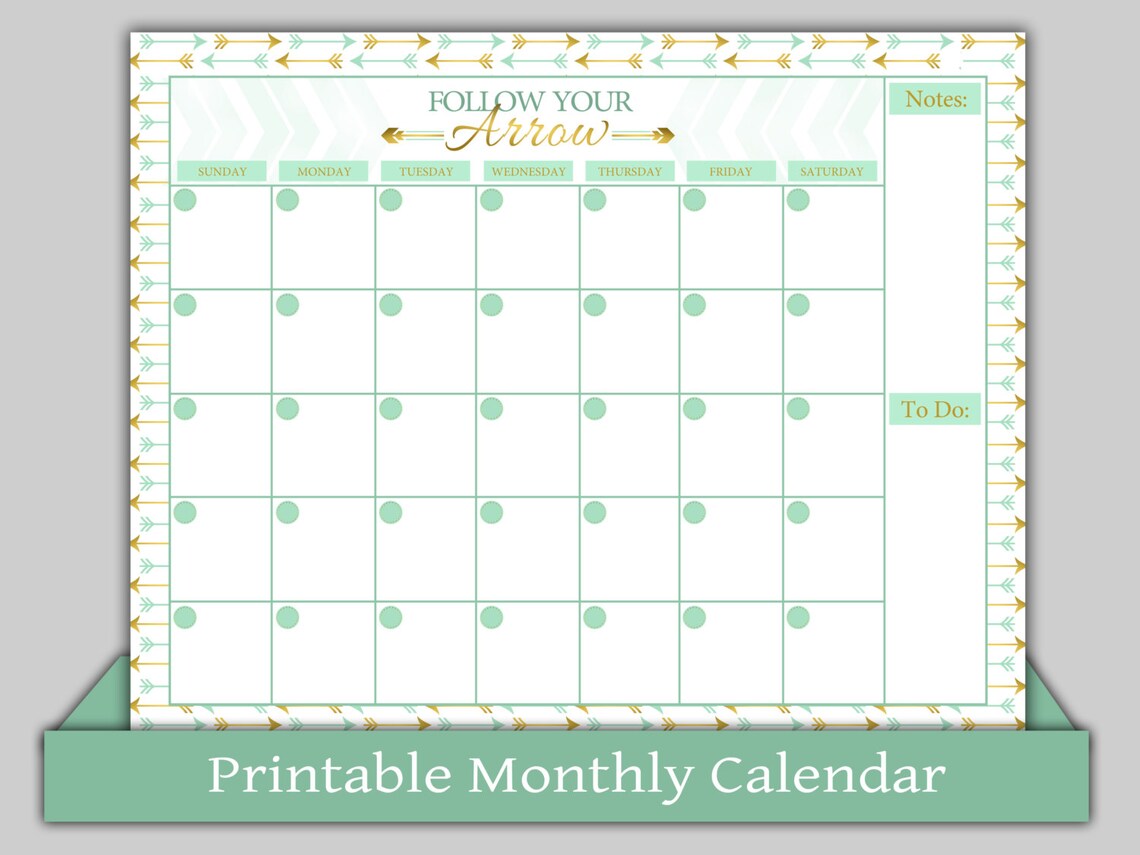 Mint and Gold Calendar Mint and Gold Menu Planner Arrow - Etsy