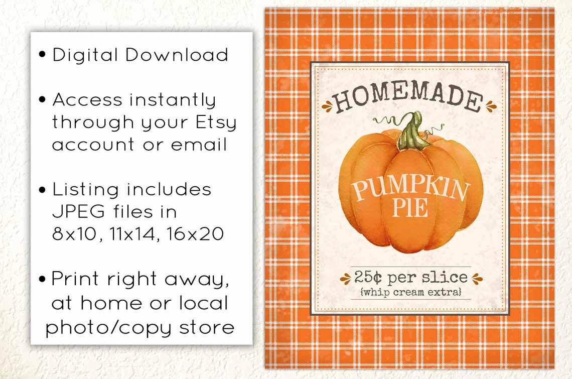 Pumpkin Pie Sign Fall Farmhouse Sign Autumn Wall Art | Etsy