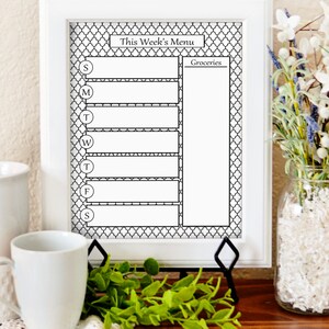 Printable Menu - Weekly Menu Planner - Weekly Meal Board - White ...