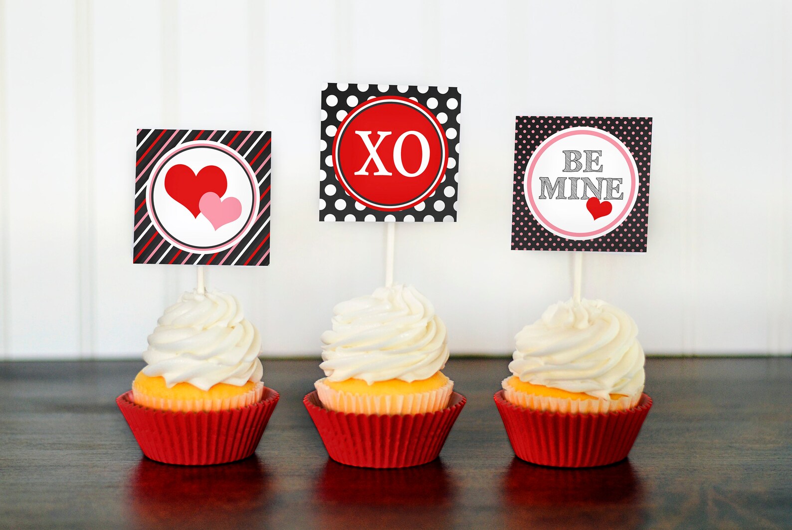 Valentines Cupcake Toppers Valentines Party Circles - Etsy