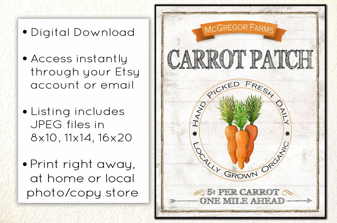 Carrot Patch Sign Farmhouse Spring Home Decor Vegetable - Etsy
