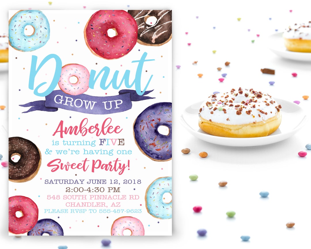 Donut Invitation - Donut Party - Donut Grow up - Donut Birthday Party ...