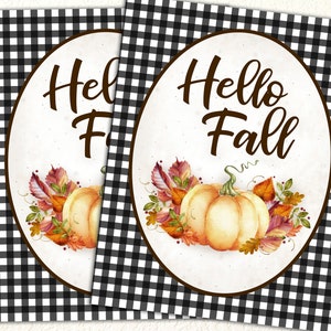 Hello Fall Pumpkin Print – Buffalo Check Autumn Decor (digital Download ...