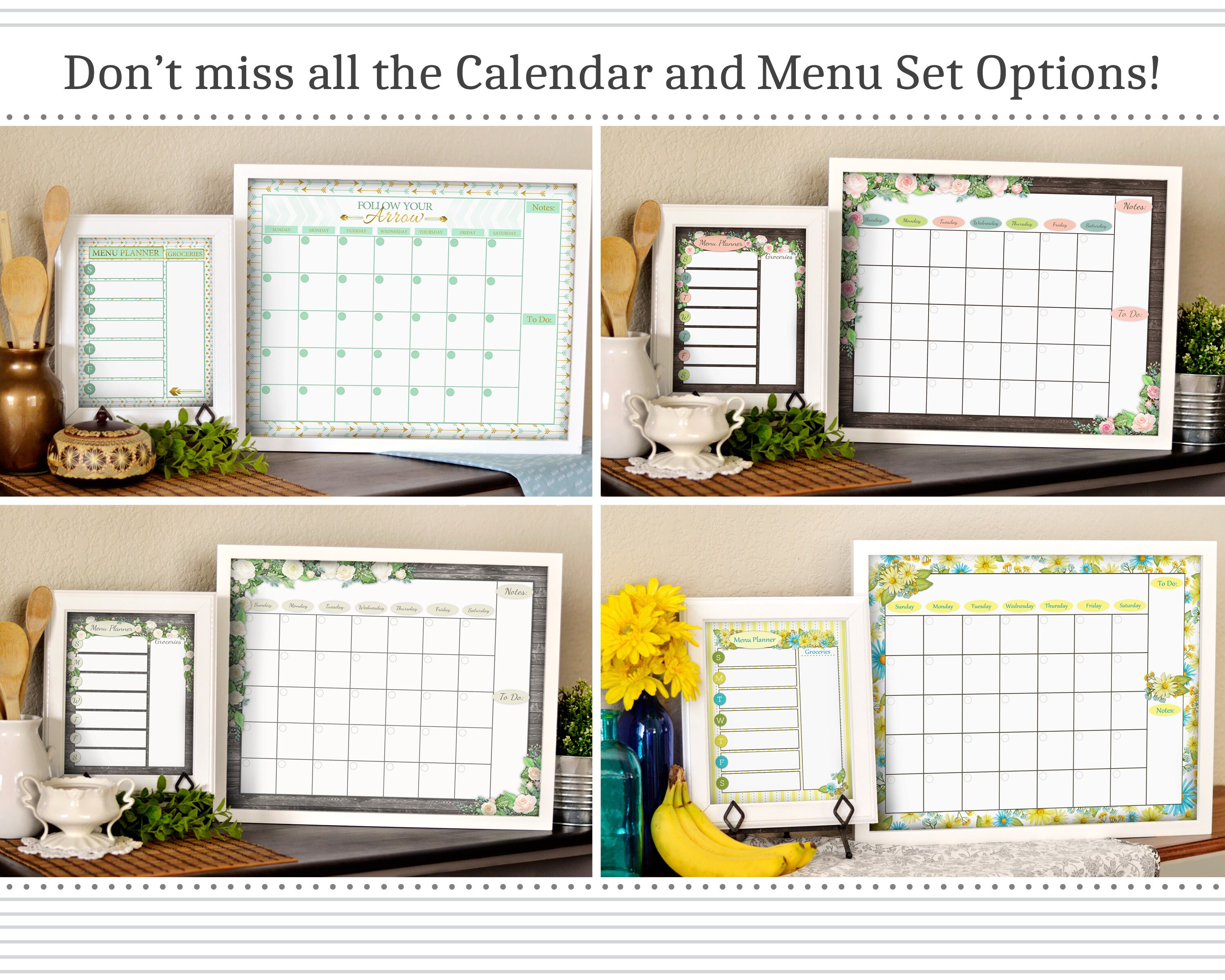 Blank Monthly Calendar Insert - Resuable Calendar Print - Dry Erase ...