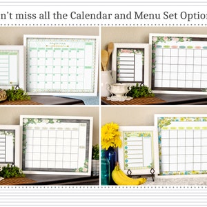 Printable Calendar and Menu Planner - Dry Erase Calendar - Weekly Menu ...