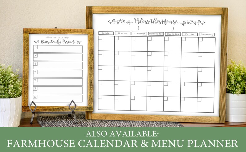 Printable Farmhouse Menu Planner Weekly Menu Planner | Etsy
