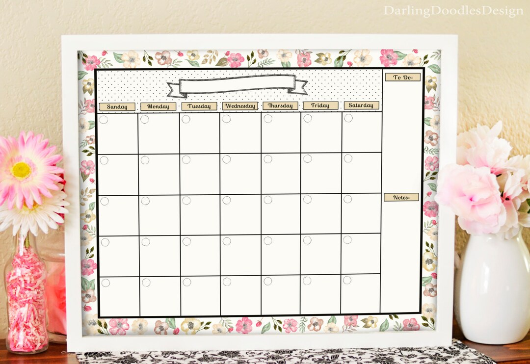 Floral Monthly Calendar - Watercolor Flower Calendar - Monthly ...